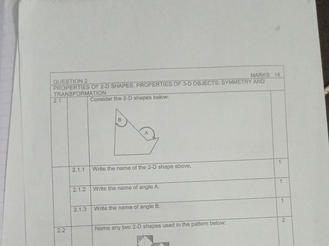2.1 Consider the 2-D shapes below: [Diagram | StudyX