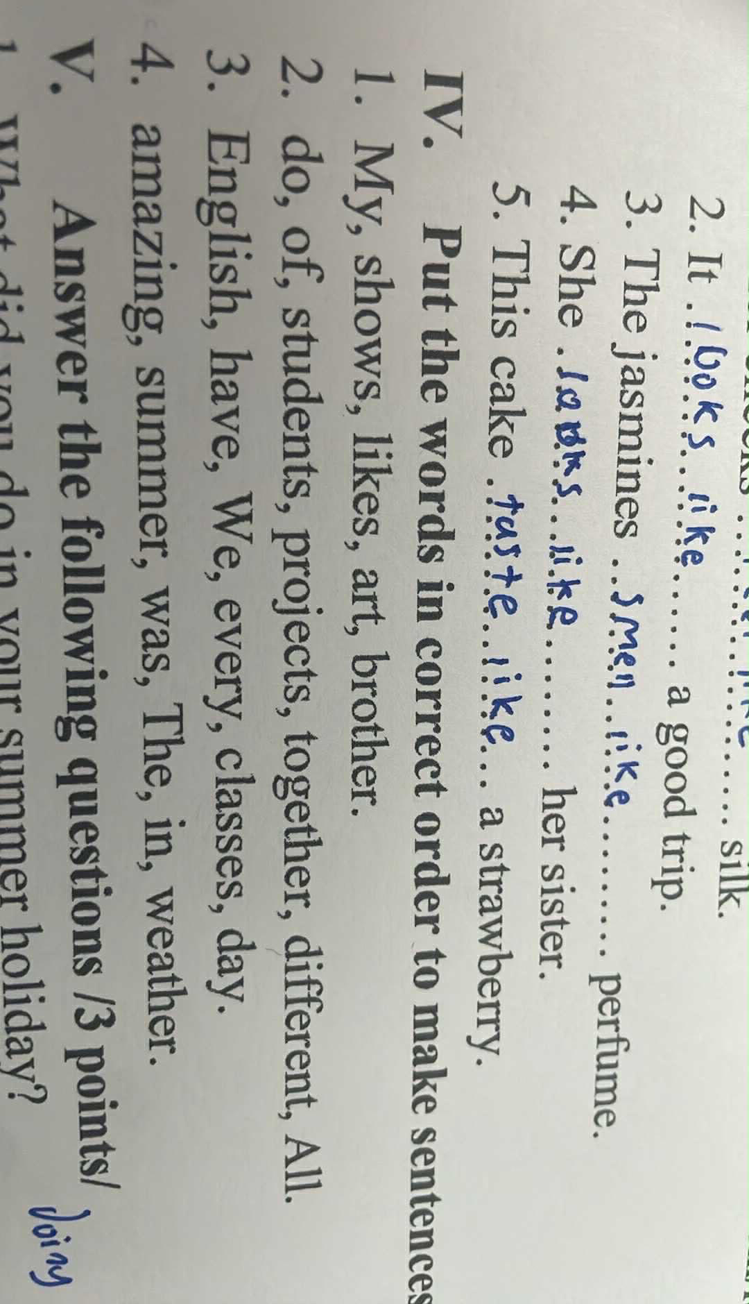 IV. Put the words in correct order to make | StudyX