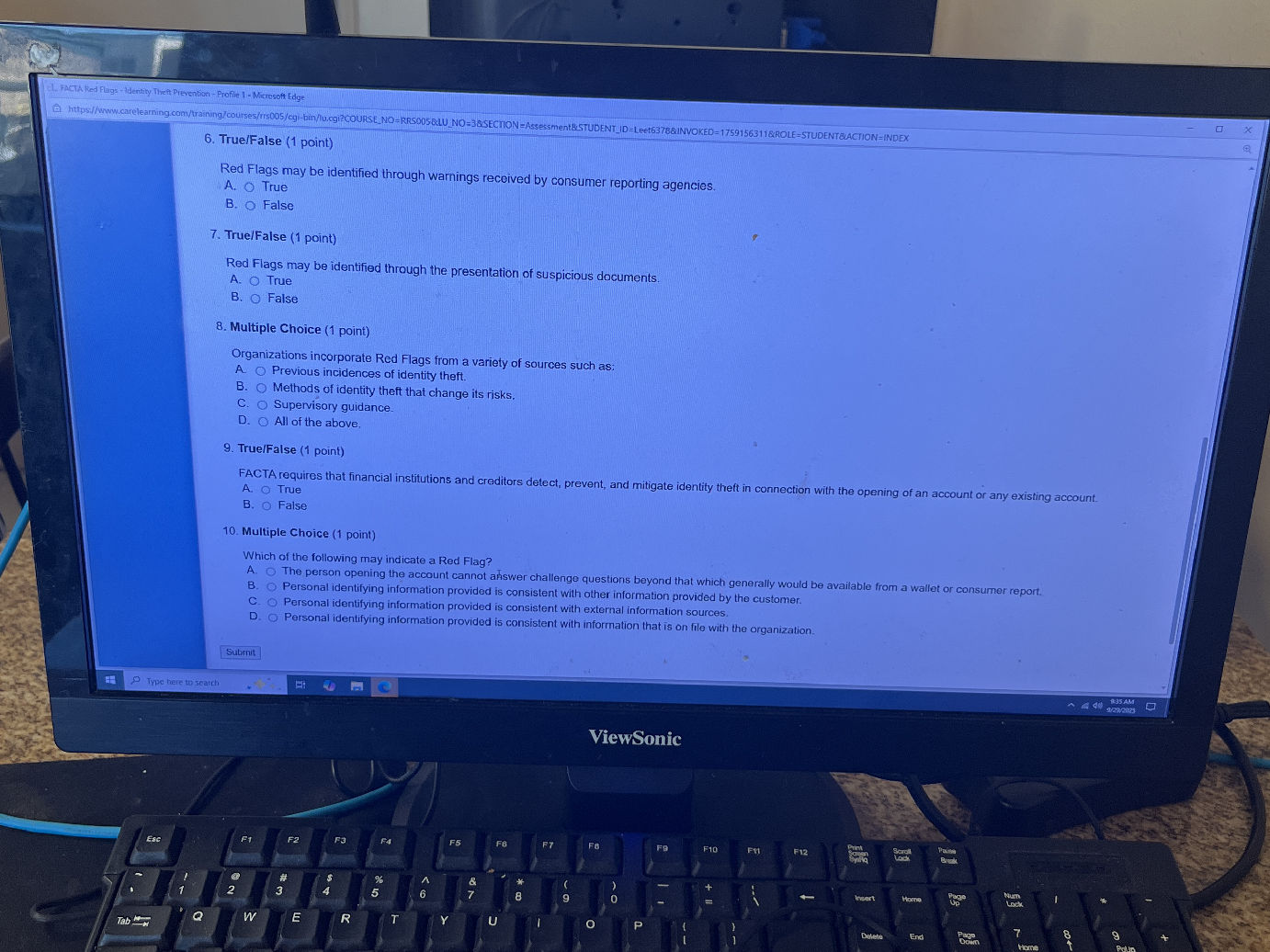 6. True/False (1 point) Red Flags may be | StudyX