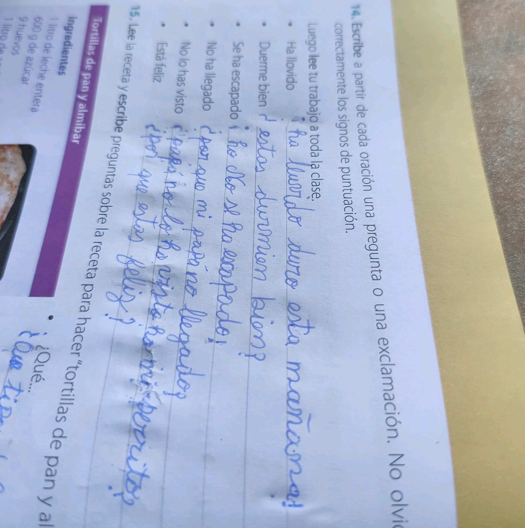 14. Escribe a partir de cada oración una | StudyX