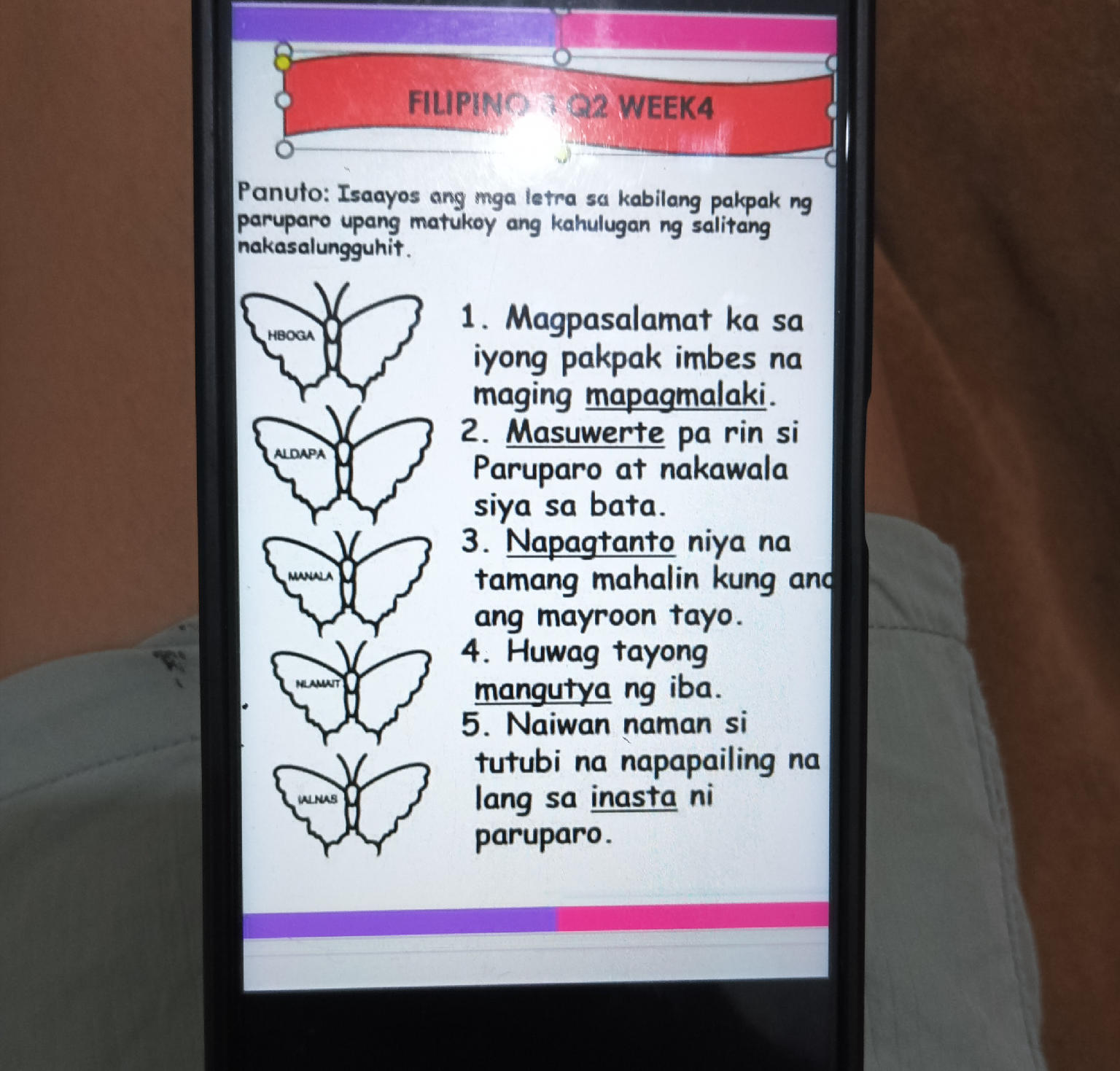 Panuto: Isaayos ang mga letra sa kabilang | StudyX