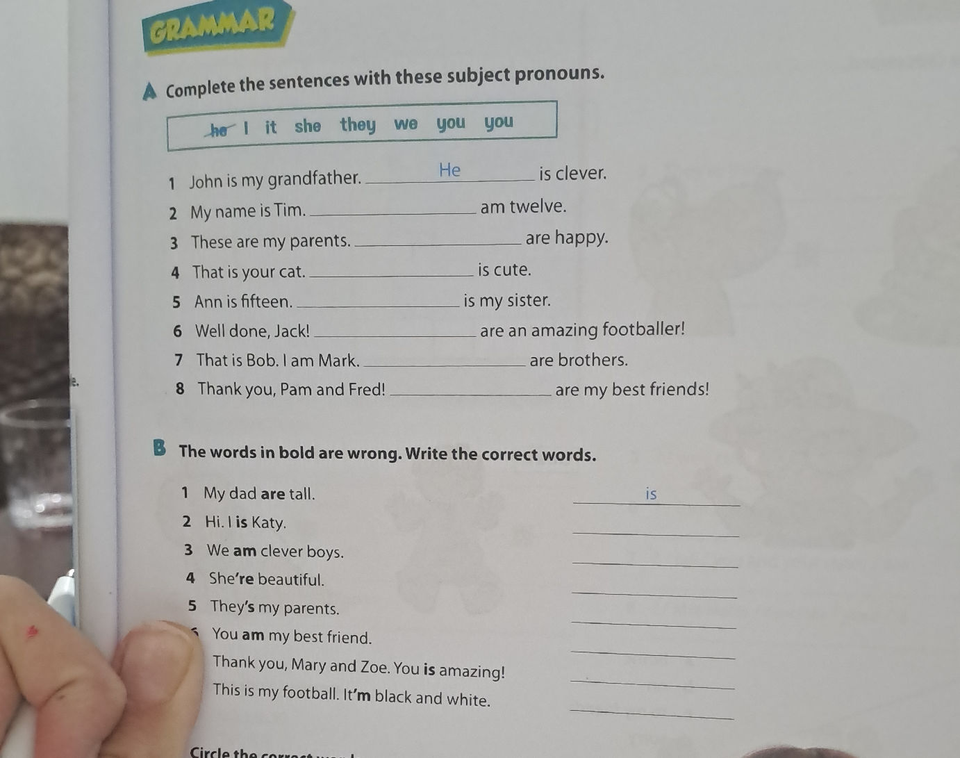 A Complete the sentences with these subject | StudyX