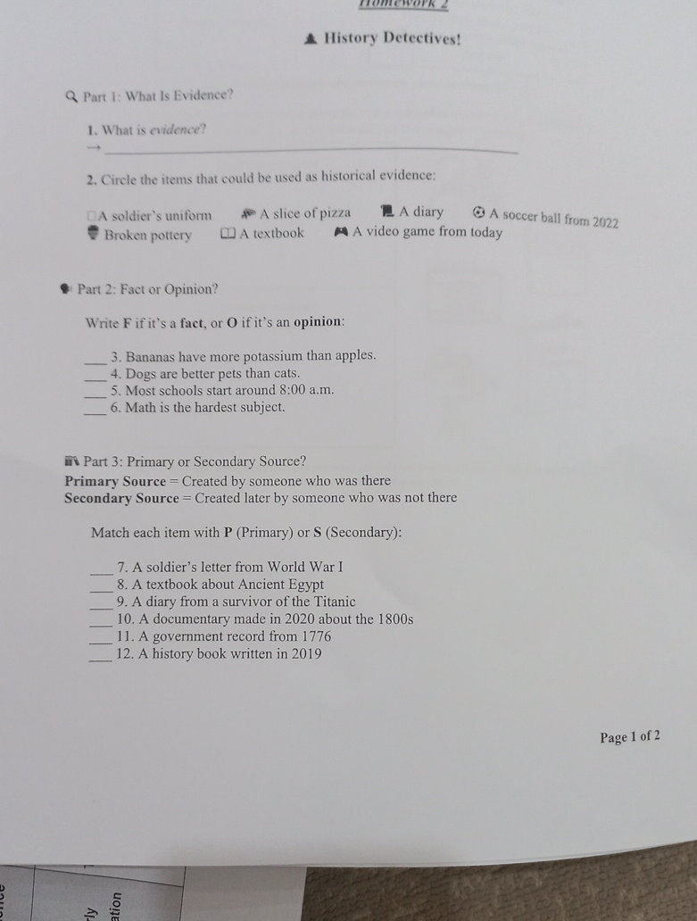 Part 3: Primary or Secondary Source? | StudyX
