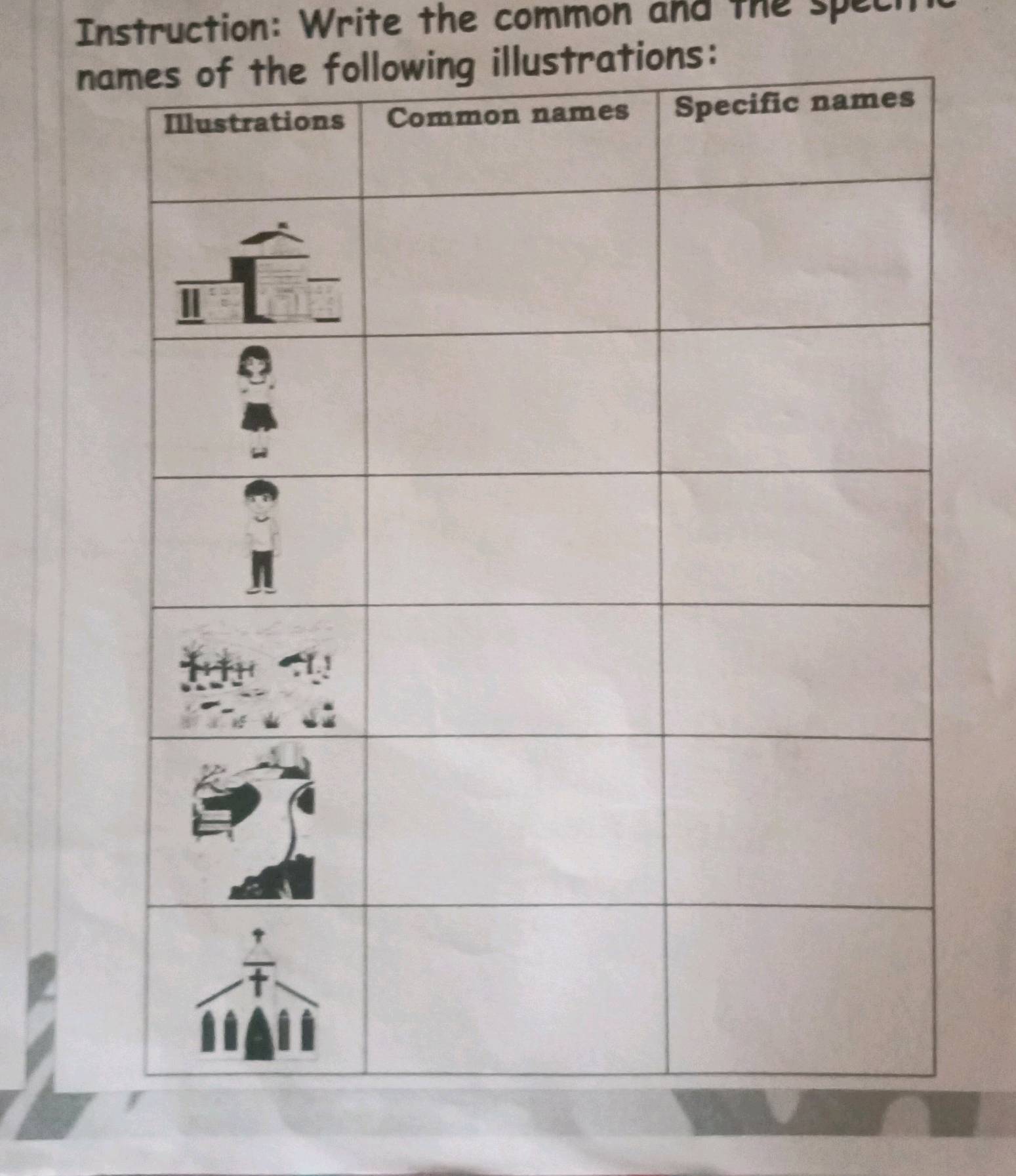 Instruction: Write the common and specific | StudyX