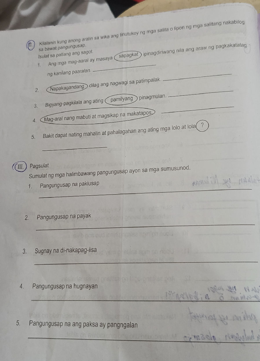 Kilalanin kung anong aralin sa wika ang | StudyX