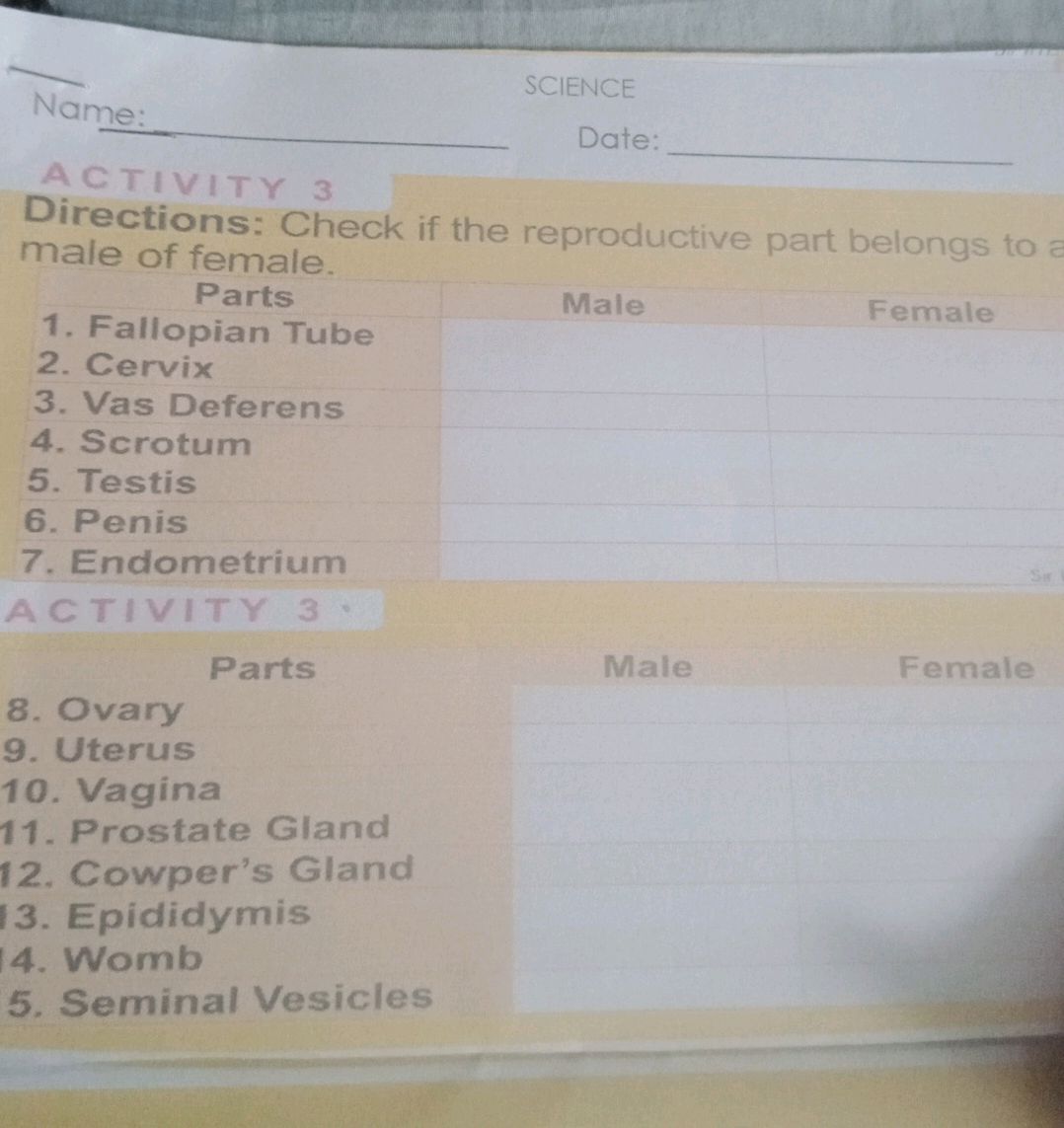 Directions: Check if the reproductive part | StudyX