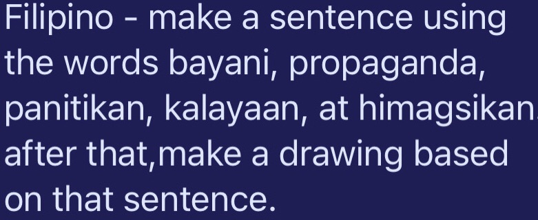 Filipino - make a sentence using the words | StudyX