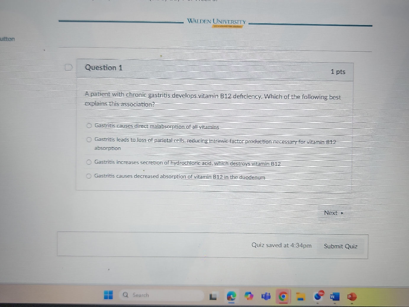 A patient with chronic gastritis develops | StudyX