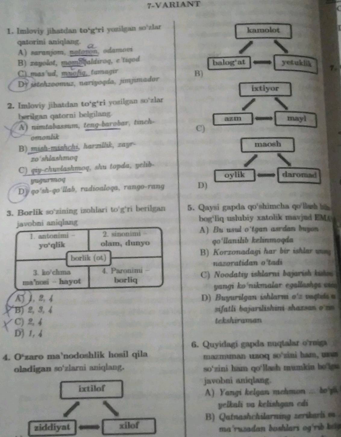 1. Imloviy jihatdan to'g'ri yozilgan so'zlar | StudyX