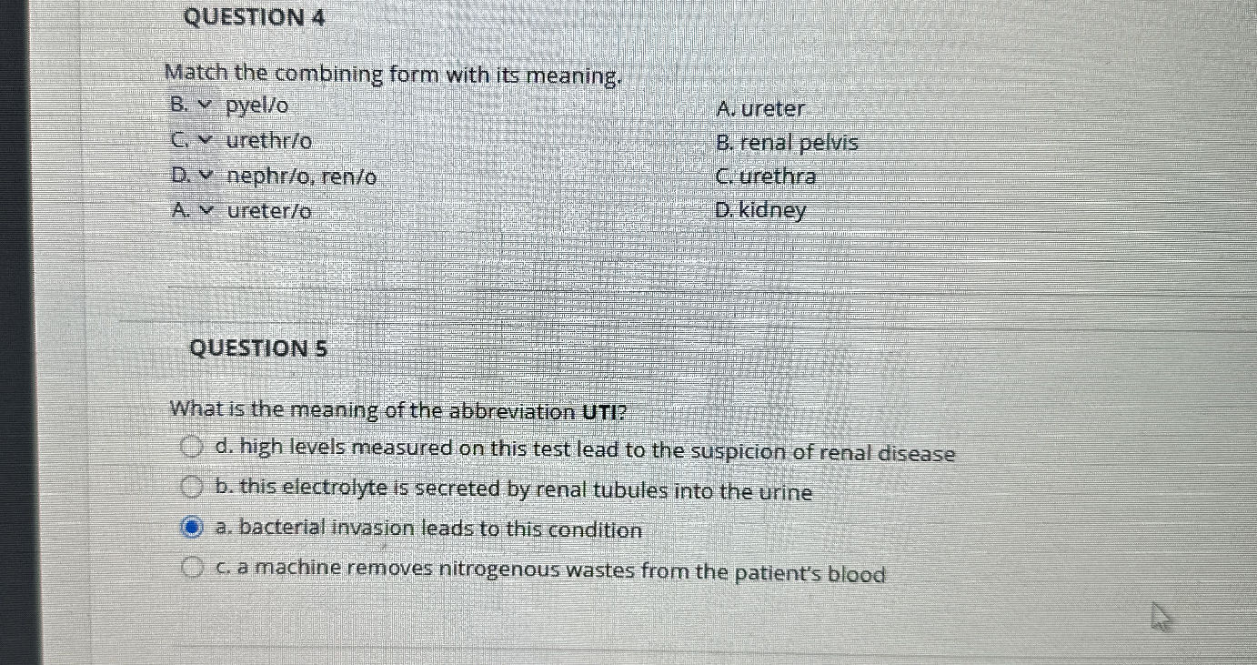 Match the combining form with its meaning. | StudyX