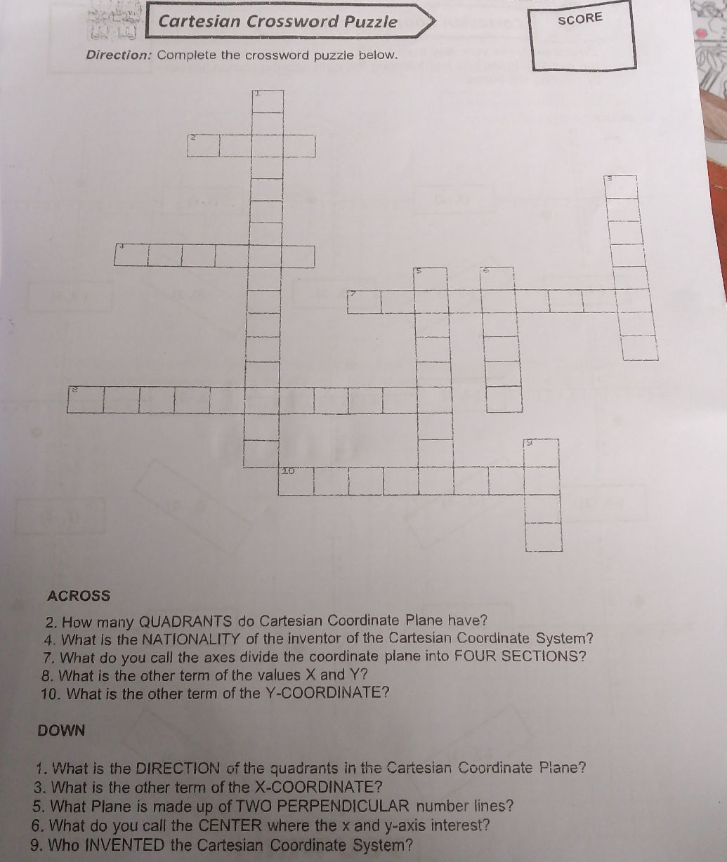 Complete the crossword puzzle below. | StudyX