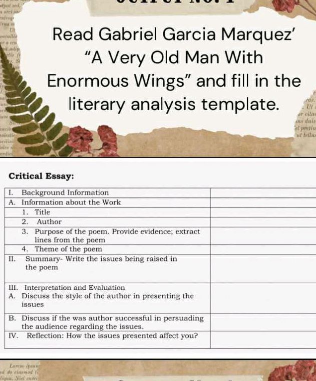 Read Gabriel Garcia Marquez' "A Very Old Man | StudyX