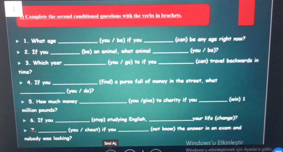 Complete the second conditional questions | StudyX