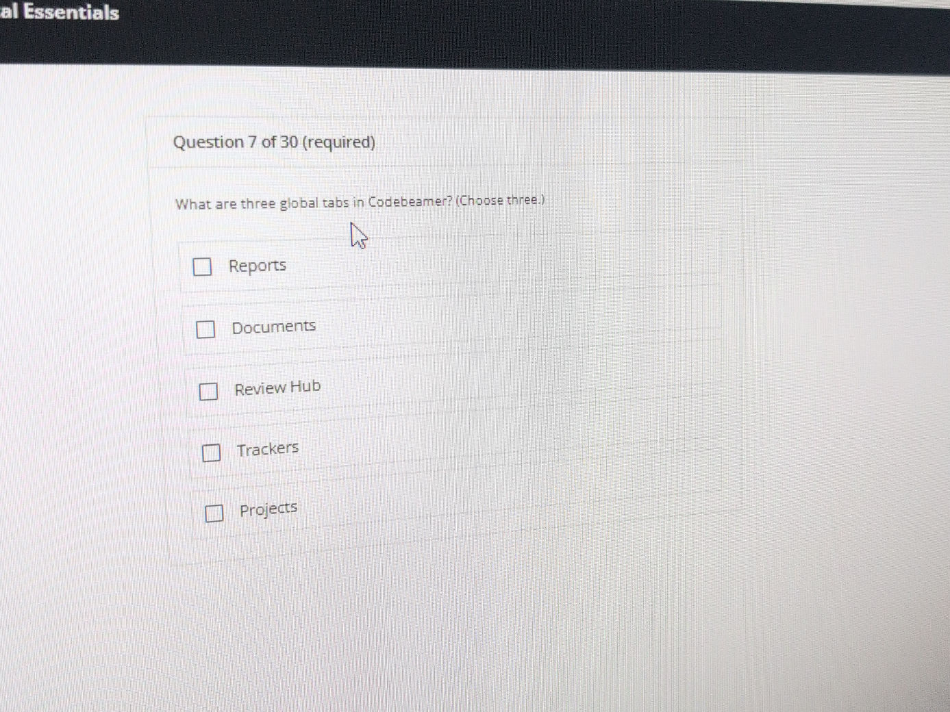 What are three global tabs in Codebeamer? | StudyX