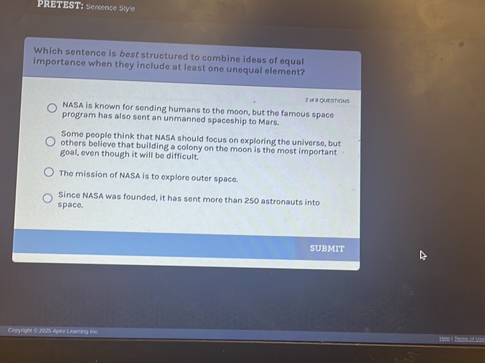 Which sentence is *best* structured to | StudyX