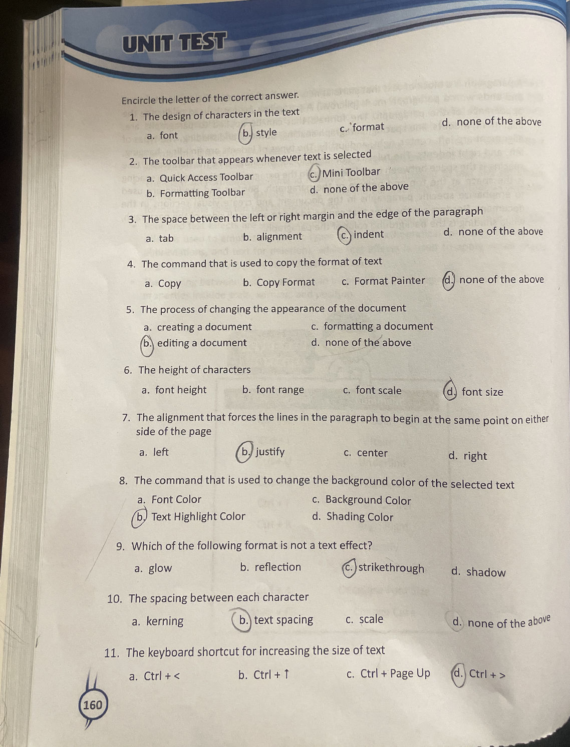 Encircle the letter of the correct answer. | StudyX