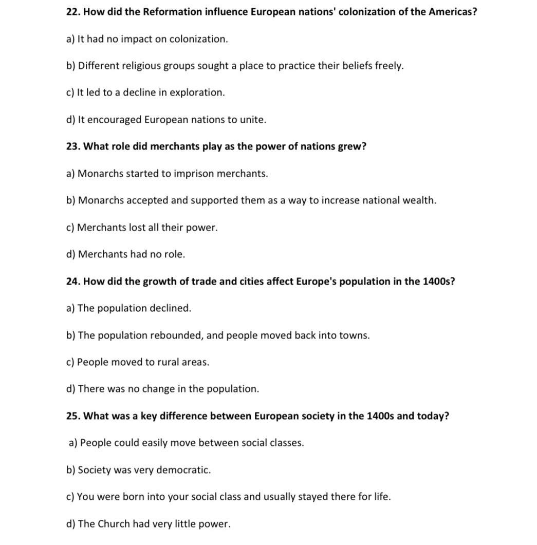 22. How did the Reformation influence | StudyX