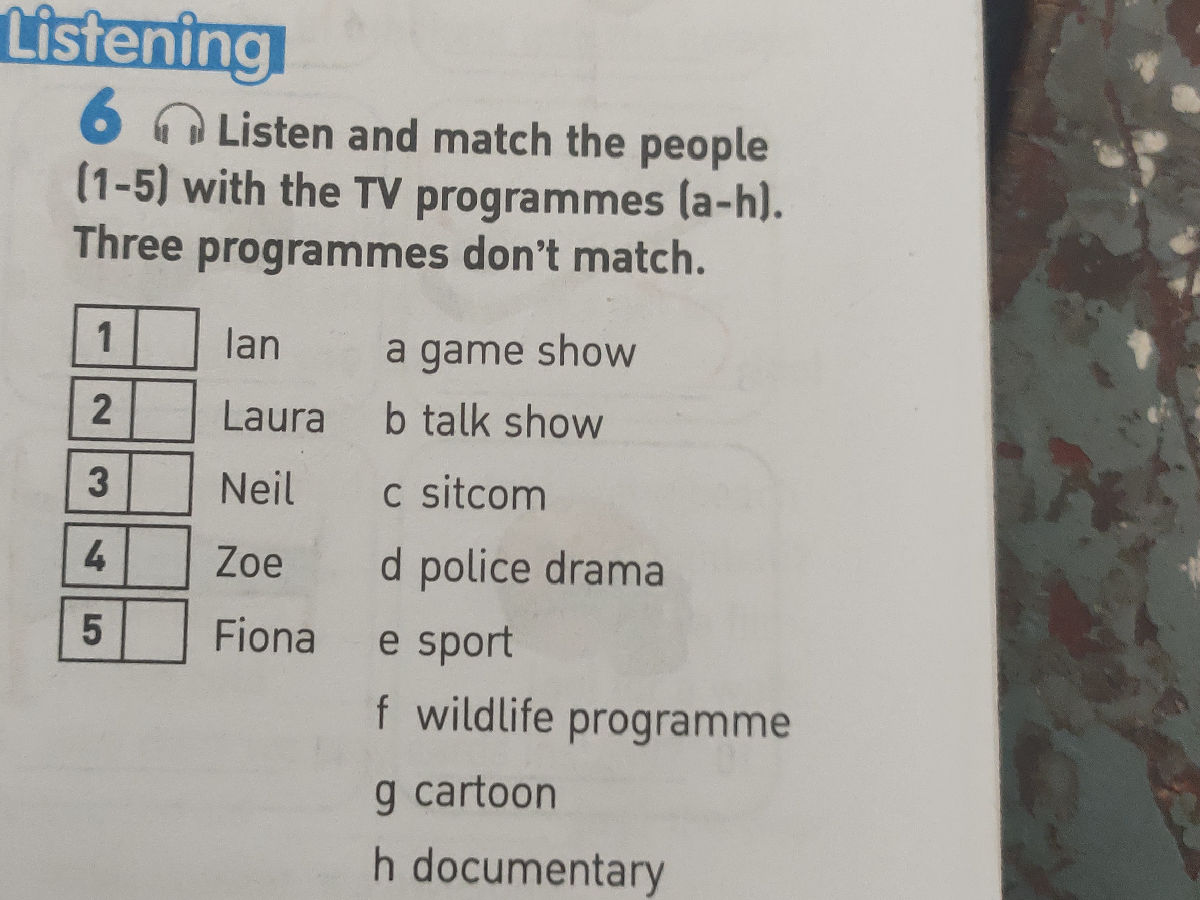 Listen and match the people (1-5) with the | StudyX