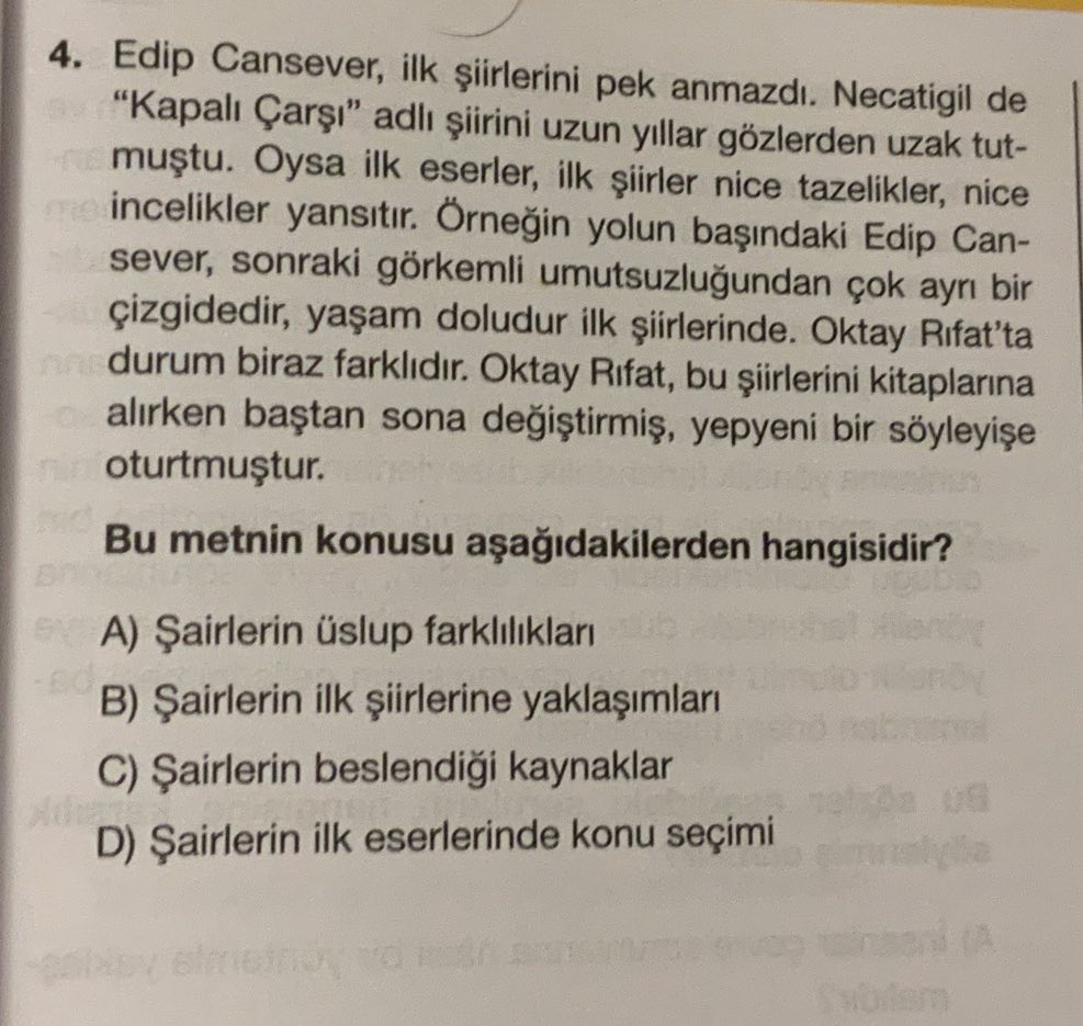 4. Edip Cansever, ilk şiirlerini pek | StudyX