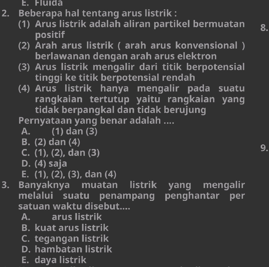 Beberapa hal tentang arus listrik : (1) Arus | StudyX