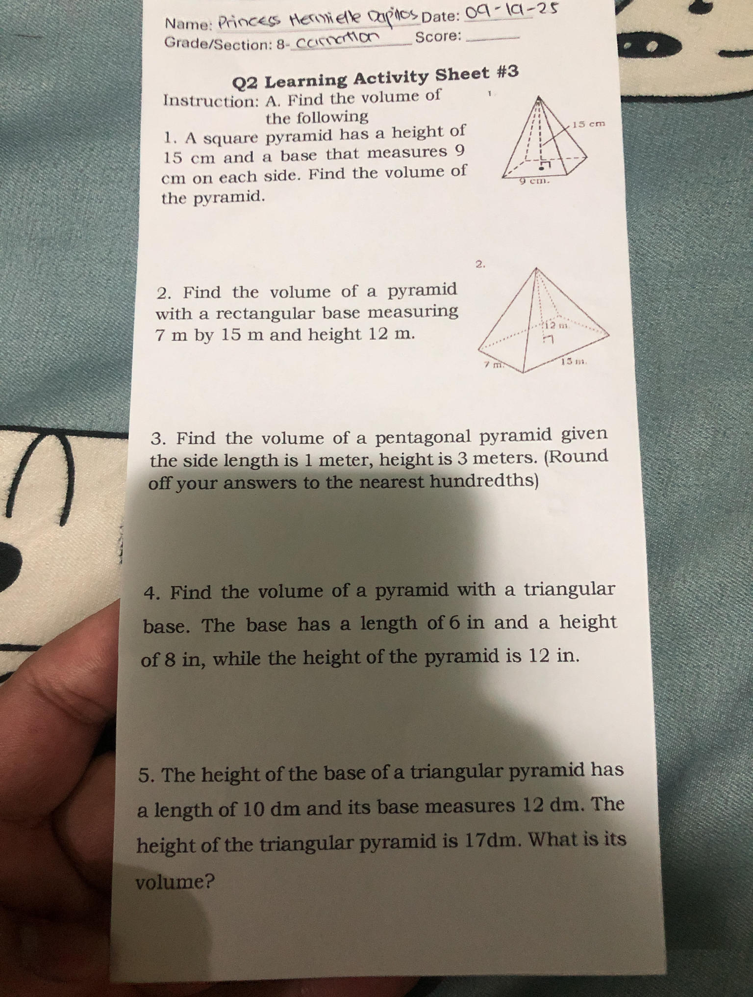 Instruction: A. Find the volume of the | StudyX