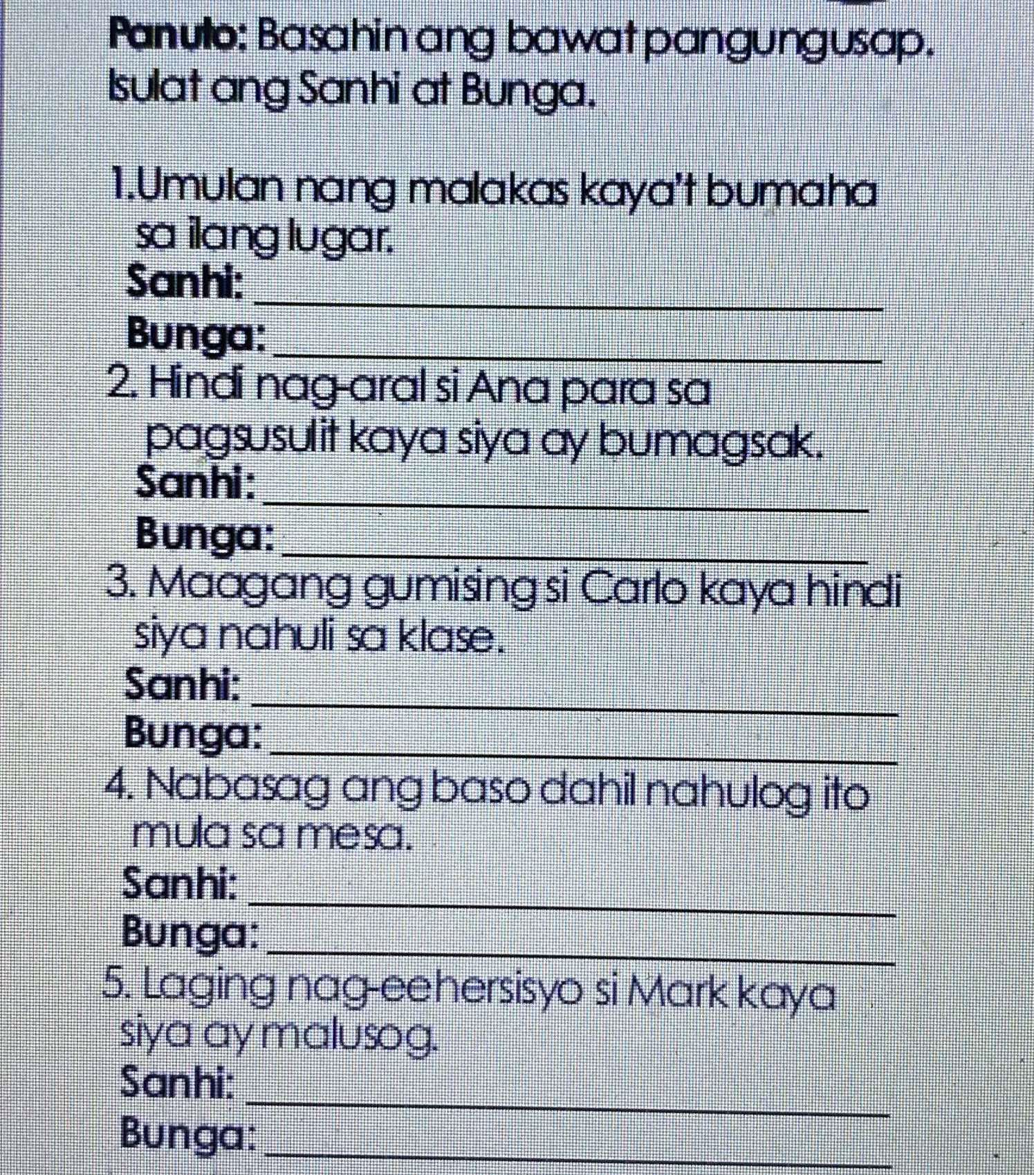 Panuto: Basahin ang bawat pangungusap. | StudyX