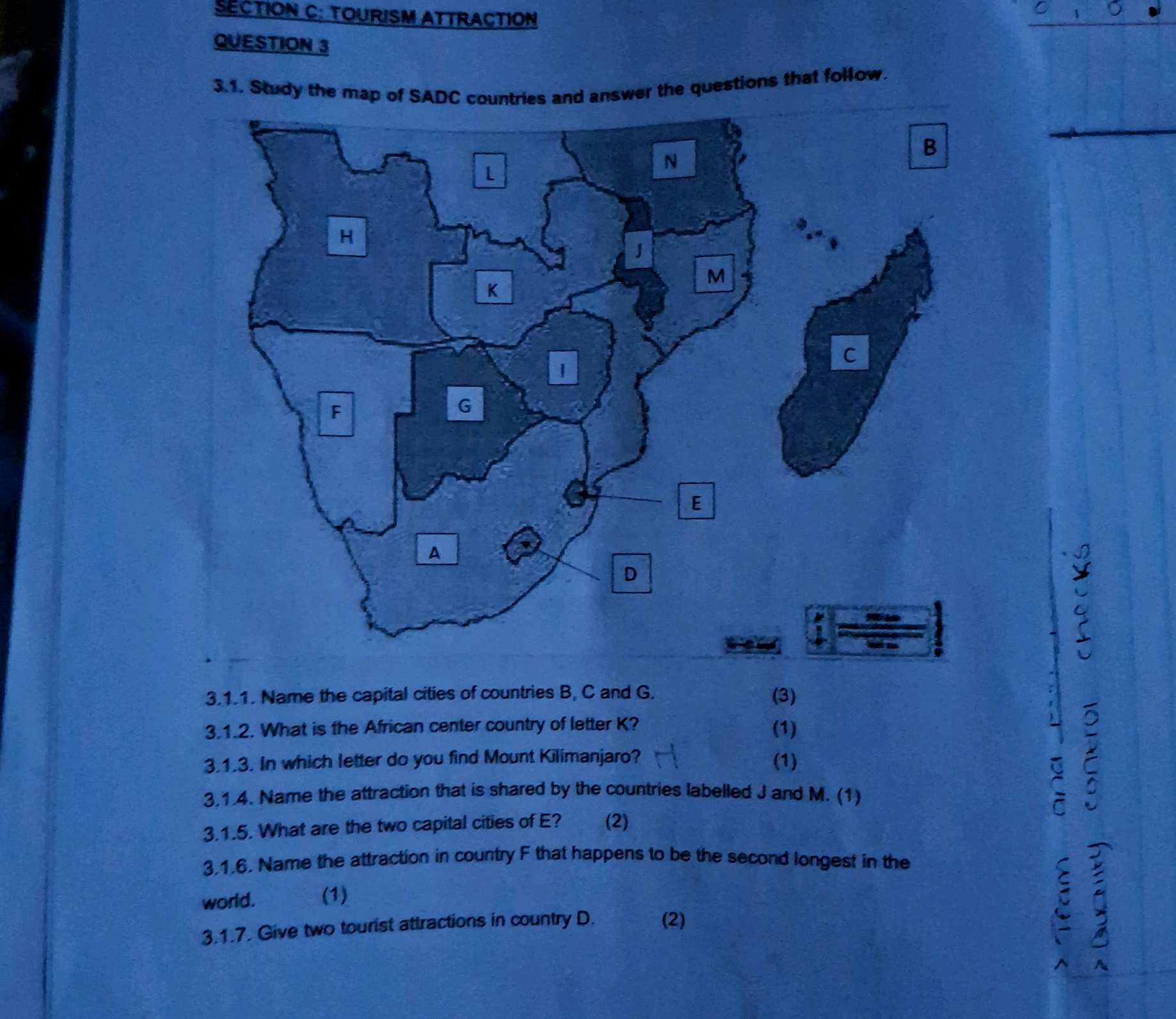 3. 1. Study the map of SADC countries and | StudyX