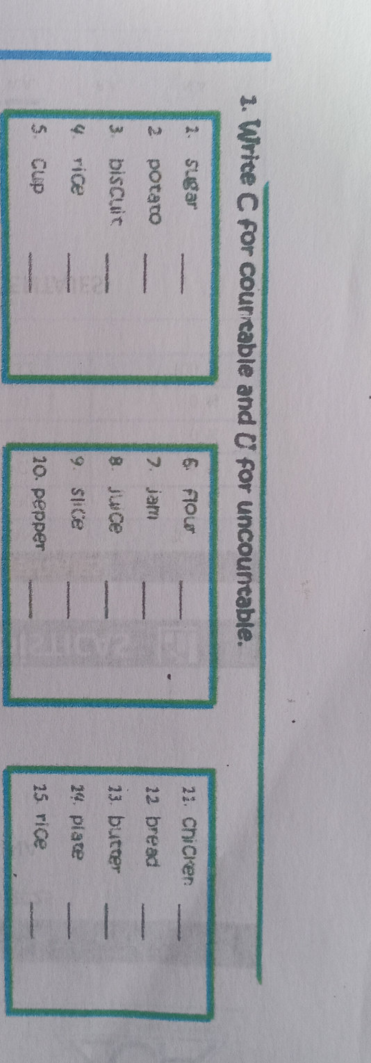 Write C for countable and U for uncountable. | StudyX