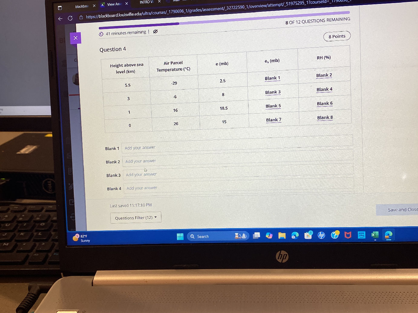 Question 4 | Height above sea level (km) | | StudyX