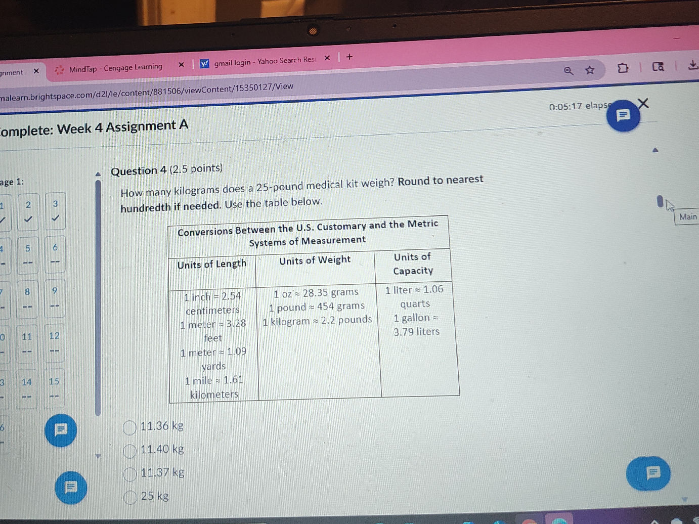 Question 4 (2.5 points) How many kilograms | StudyX