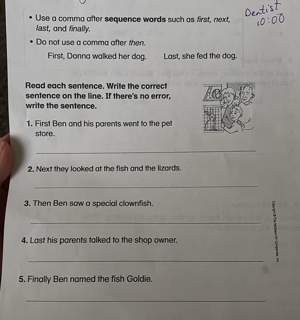 Read each sentence. Write the correct | StudyX