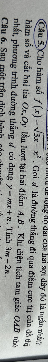 Câu 5. Cho hàm số $f(x) = {3x-x^2}$. Gọi | StudyX