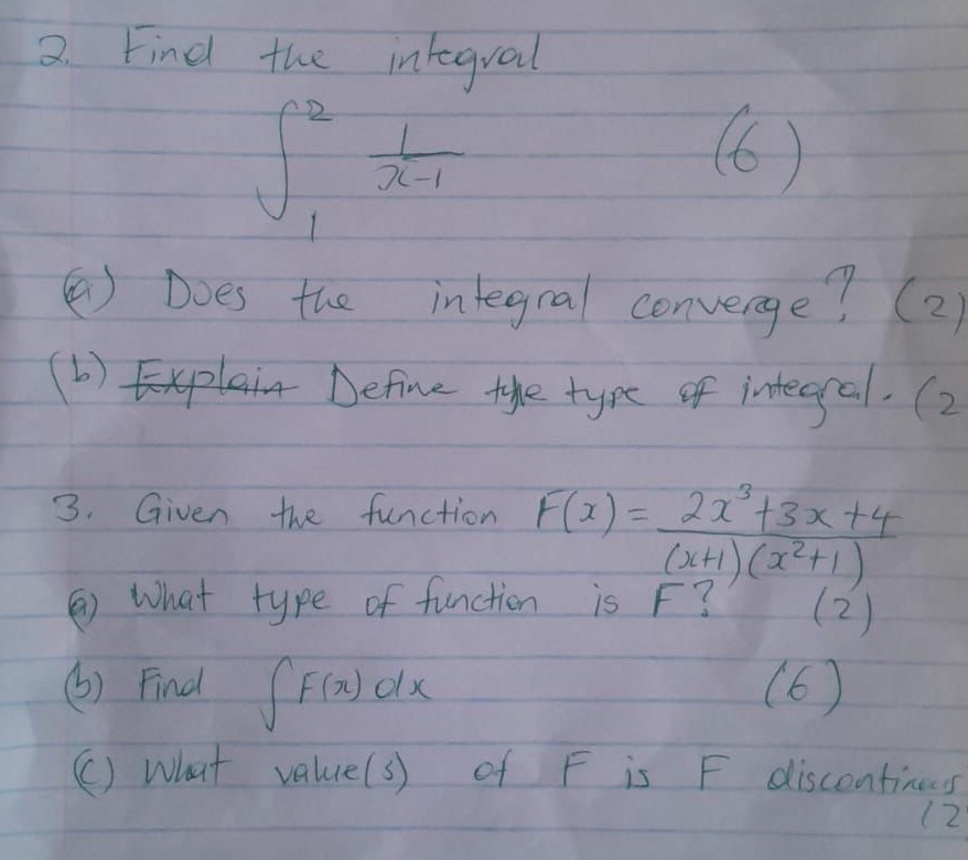 Find the integral $ _{1}^{2} {1}{x-1} dx$ | StudyX