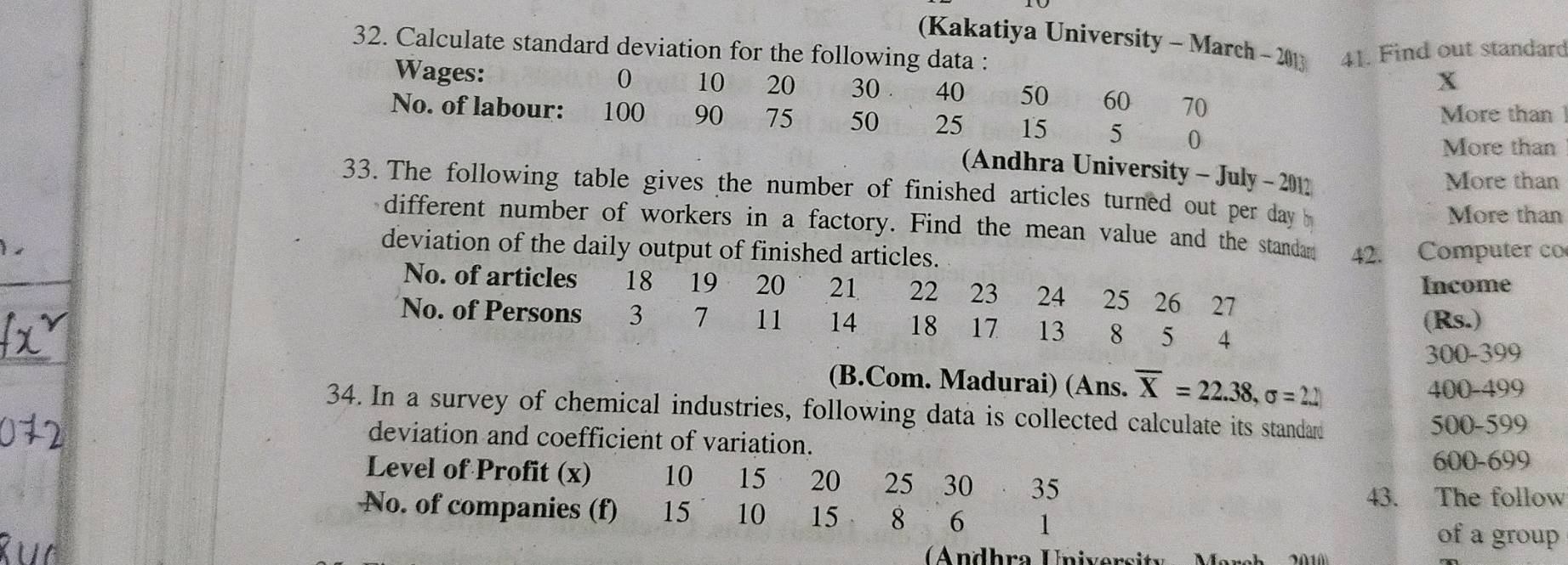 32. Calculate standard deviation for the | StudyX