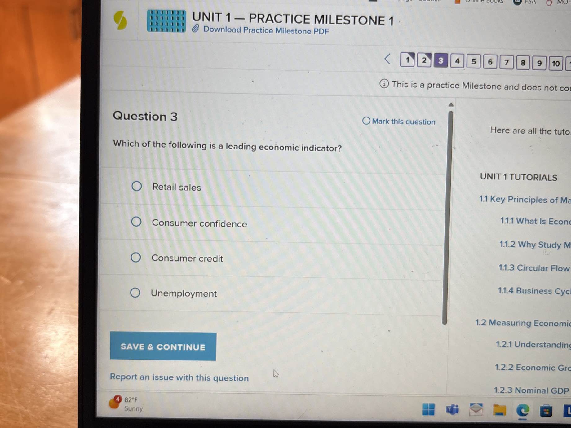 Which of the following is a leading economic | StudyX