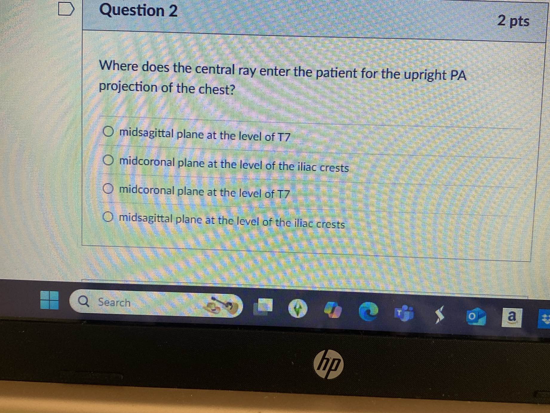 Where does the central ray enter the patient | StudyX