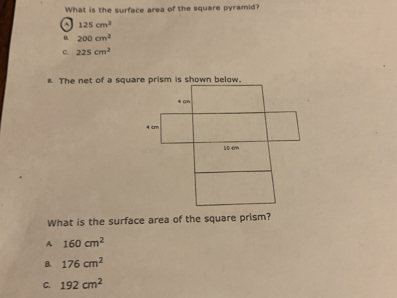 The net of a square prism is shown below. | StudyX