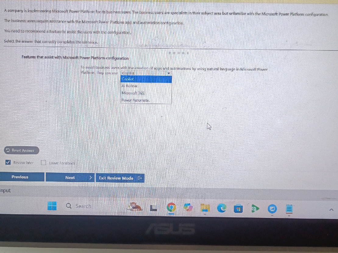 A company is implementing Microsoft Power | StudyX