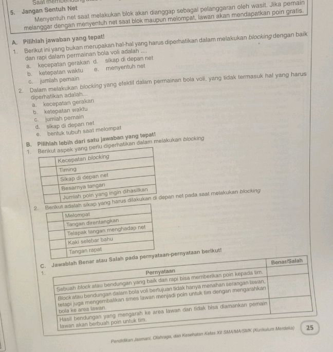 5. Jangan Sentuh Net Menyentuh net saat | StudyX