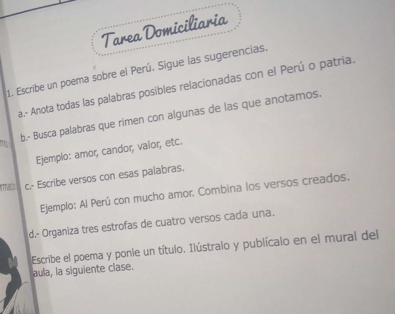 1. Escribe un poema sobre el Perú. Sigue las | StudyX