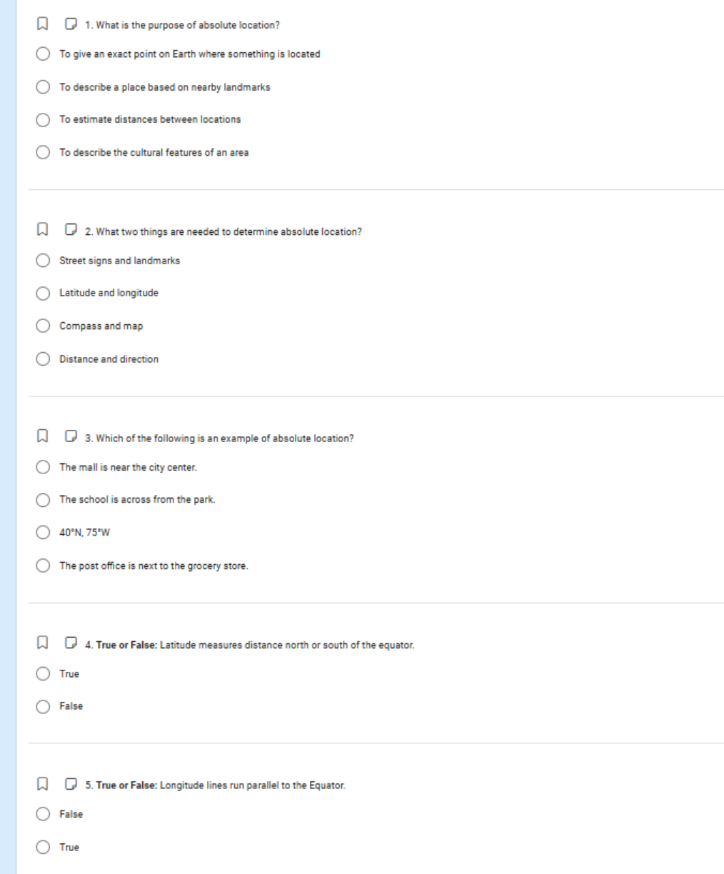 1. What is the purpose of absolute location? | StudyX