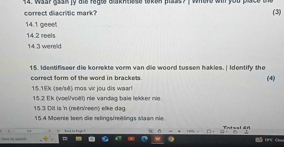 14. Waar gaan jy die regte diakritiese teken | StudyX