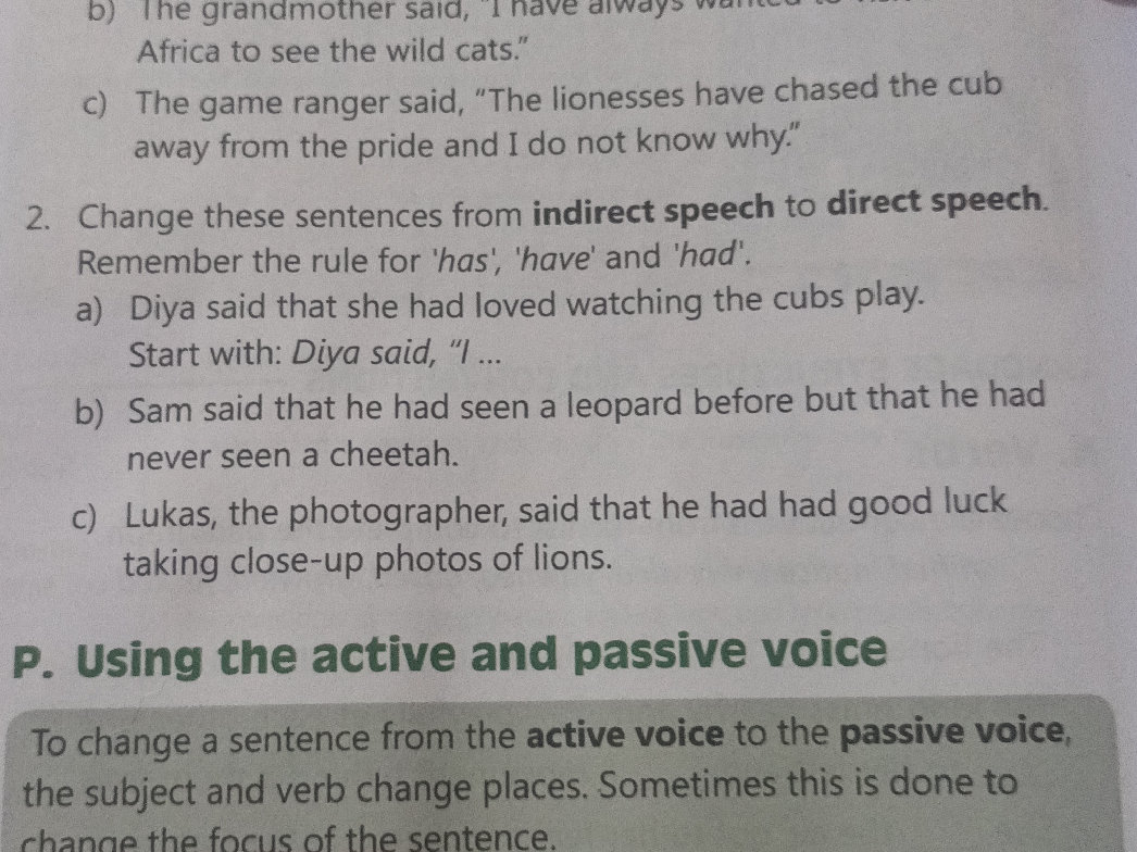 Change these sentences from indirect speech | StudyX