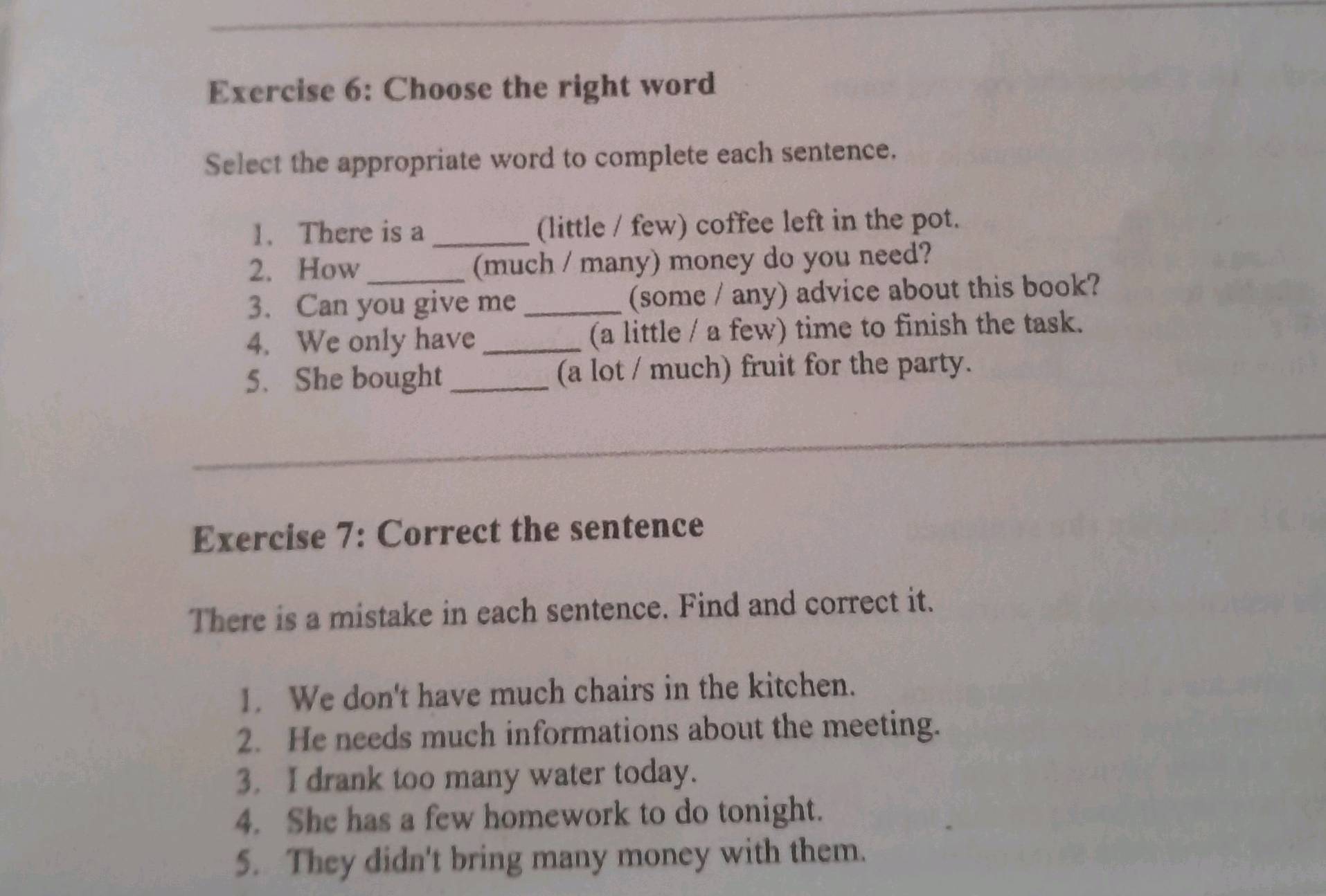 Exercise 6: Choose the right word Select | StudyX