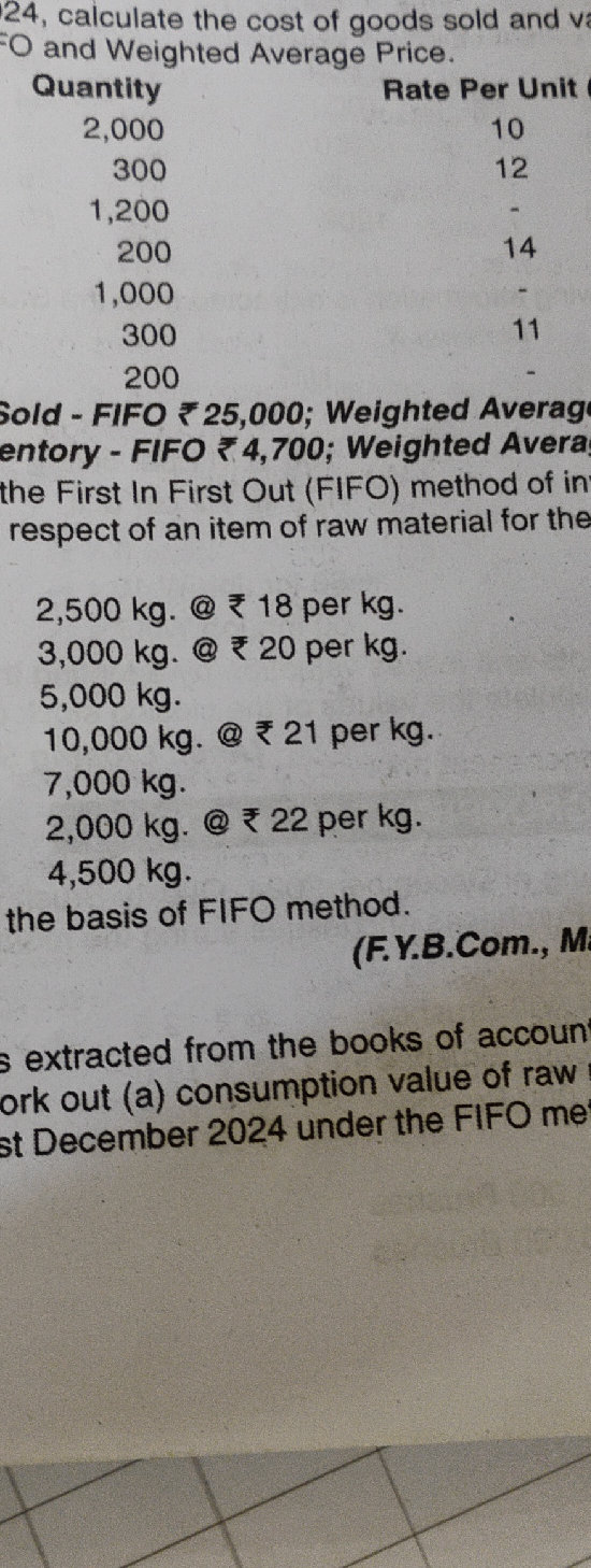 Calculate the cost of goods sold and value | StudyX