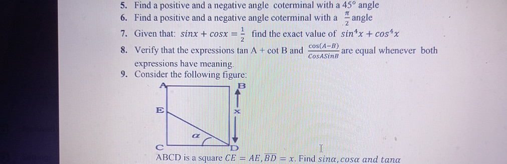 Find a positive and a negative angle | StudyX