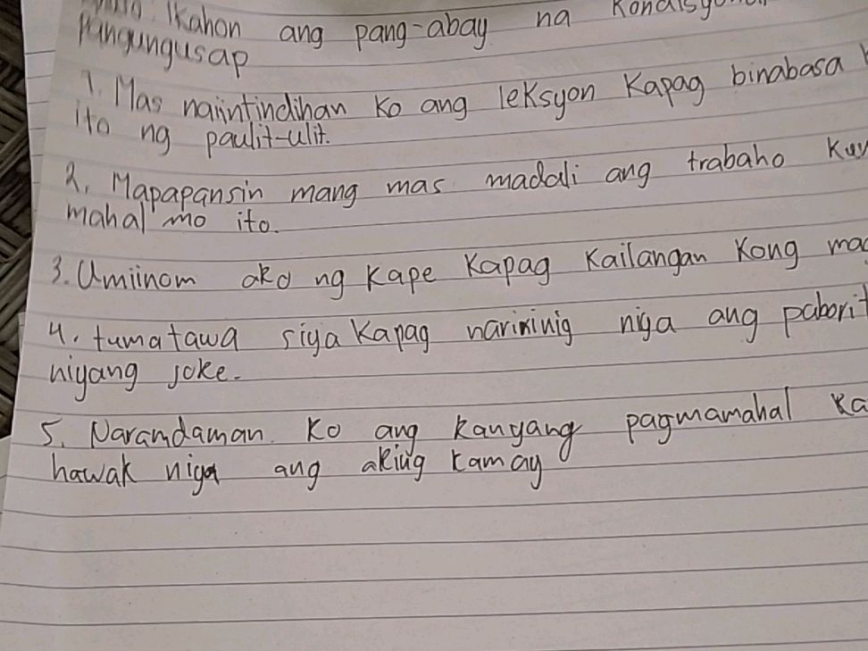 Ikahon ang pang-abay na Kondisyonal ng | StudyX