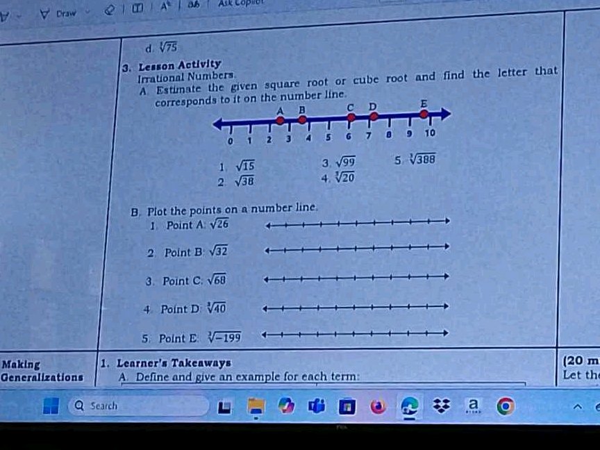 d. V75 3. Lesson Activity Irrational | StudyX