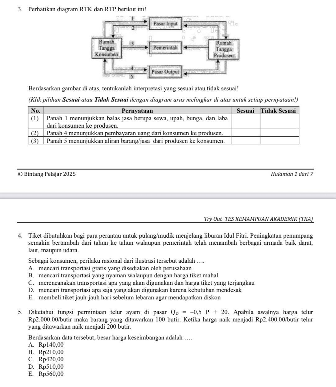 3. Perhatikan diagram RTK dan RTP berikut | StudyX