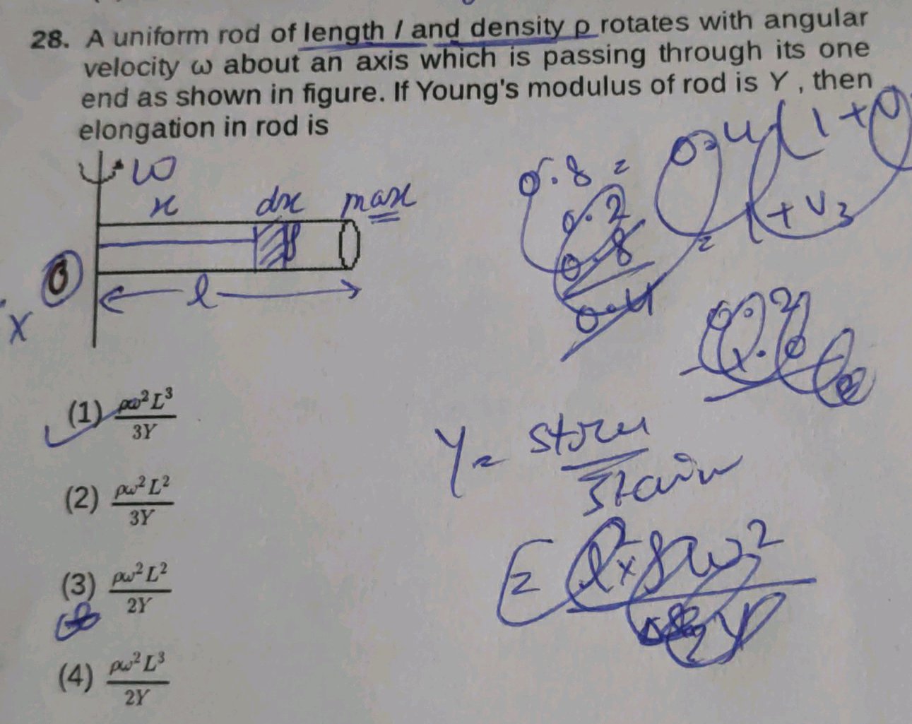 A uniform rod of length $l$ and density $ $ | StudyX